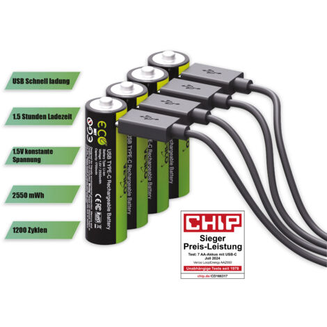 VERICO Li-Ion-Akku Loop Energy AA, mit USB-C Buchse, 4er Pack