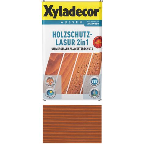 Holzschutz Lasur für Außenbereich Xyladecor 2in1 Teak 2,5L Universeller Allwetterschutz 5087243BaDe