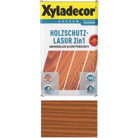 Holzschutz Lasur für Außenbereich Xyladecor 2in1 Kastanie 0,75L Universeller Allwetterschutz ...