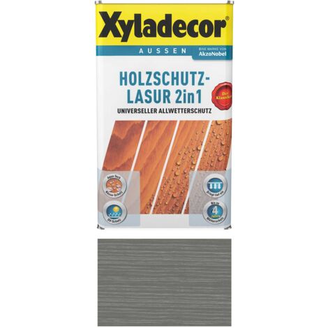 Holzschutz Lasur für Außenbereich Xyladecor 2in1 Grau 0,75L Universeller Allwetterschutz 5255390BaDe