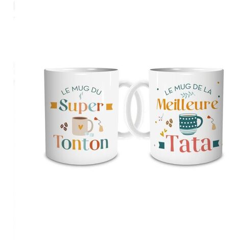 Coffret Duo Mugs en céramique Tonton et Tata, 33 cl