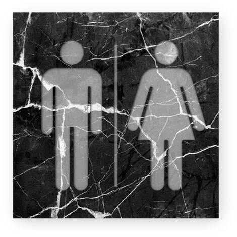 Panneau pictogramme de signalisation · Toilettes Mixtes Texture Marbre Noir
