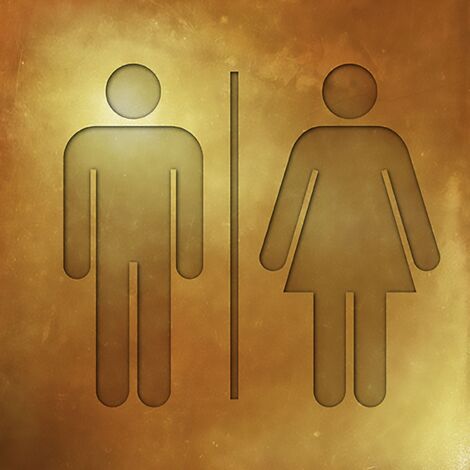 Panneau pictogramme de signalisation · Toilettes Mixtes Texture Gold