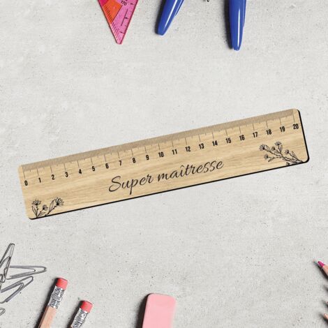 Règle graduée 20 cm effet bois personnalisée avec texte ou prénom ...