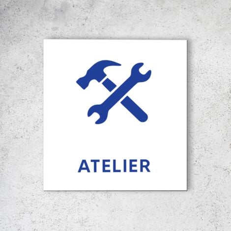 Pictogramme Atelier Garage - Panneau signalétique Dibond Blanc - Picto ...