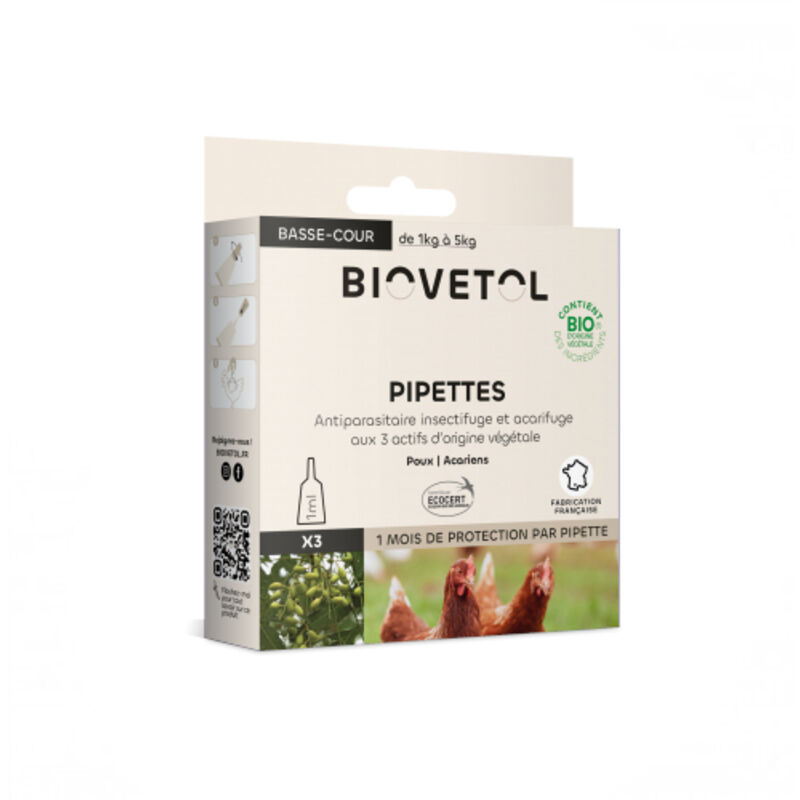Pipettes Insectifuges Volailles Bio Par 3 - Biovetol