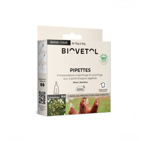 Pipettes Insectifuges Volailles Bio Par 6 - Biovetol