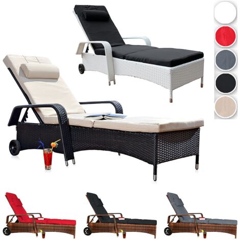Gartenliege Rattan Lounge verstellbar Sonnenliege Terrassen Liege ...