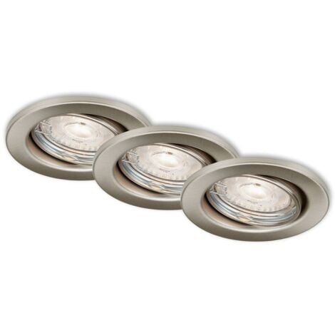 LED Einbauleuchten dimmbar 3er Set GU10 5W silber Metall Ø8,6cm IP23 ...