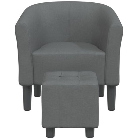 Sillón con taburete tela gris oscuro