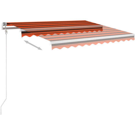 Toldo manual retráctil con luz LED naranja y marrón 3x2,5 m