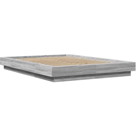 Estructura cama con luces LED madera gris 120x190 cm