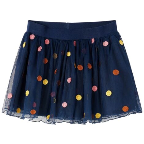 Falda infantil de tul con lunares azul marino 128