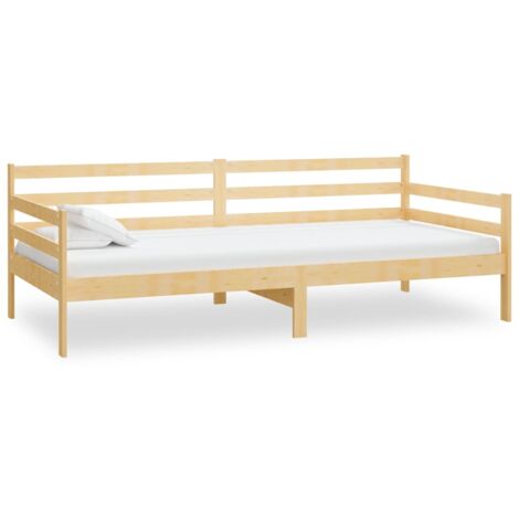 Sofá cama con colchón madera de pino maciza 90x200 cm