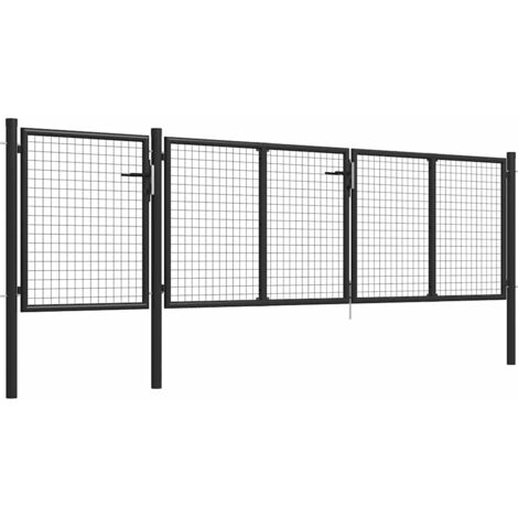 Puerta de jardín de acero gris antracita 400x100 cm