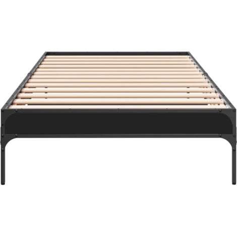Estructura de cama madera de ingeniería y metal negra 90x190 cm