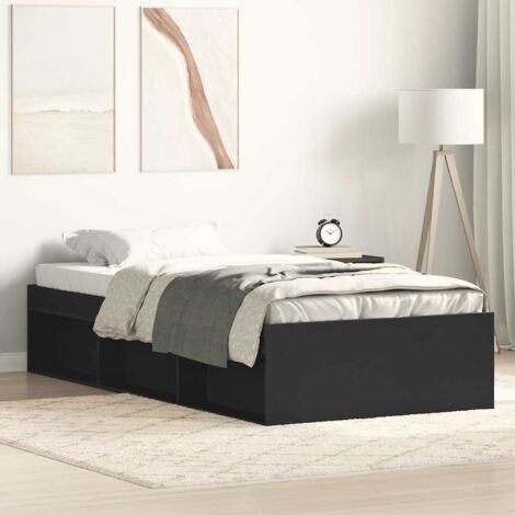 Estructura de cama negra 90x200 cm