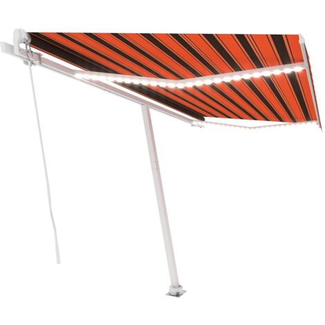 Toldo retráctil manual con luz LED naranja y marrón 400x350 cm