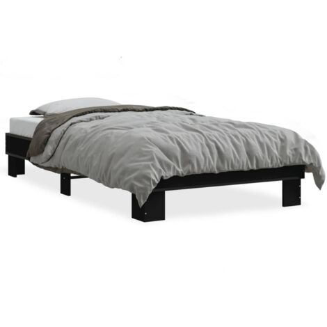 Estructura de cama madera de ingeniería y metal negra 90x190 cm