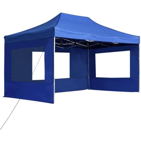 Carpa plegable profesional con paredes aluminio azul 4,5x3 m