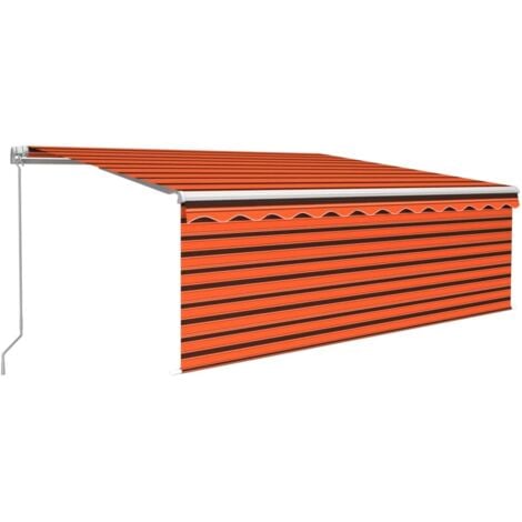 Toldo retráctil manual con persiana 4x3 m naranja y marrón