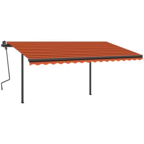 Toldo retráctil manual con luz LED naranja y marrón 4x3,5 m