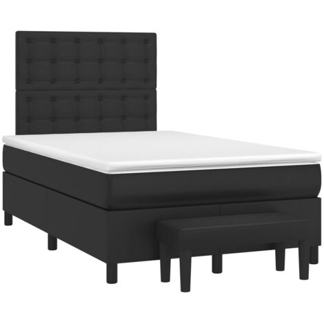 Cama box spring con colchón cuero sintético negro 120x200 cm
