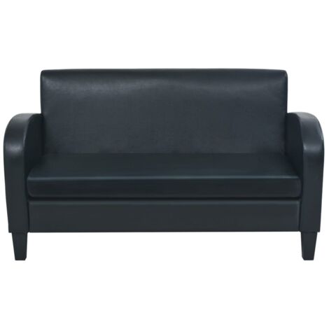 Sofá 2 plazas cuero artificial negro