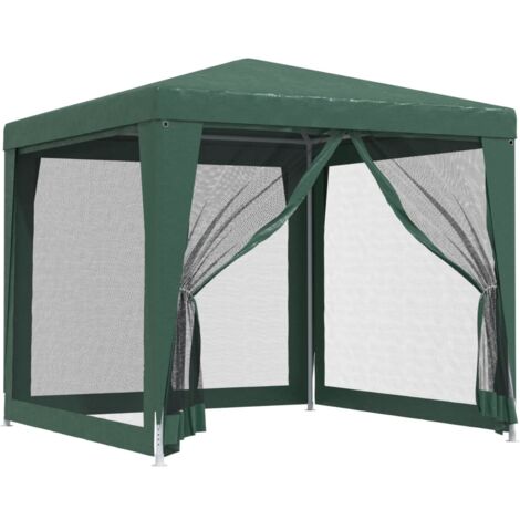 Carpa para fiestas con 4 paredes de malla HDPE verde 2,5x2,5 m