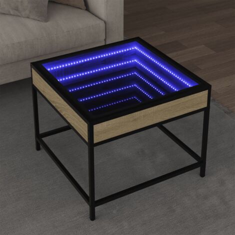 Mesa de centro con LED roble 50x50x41 cm