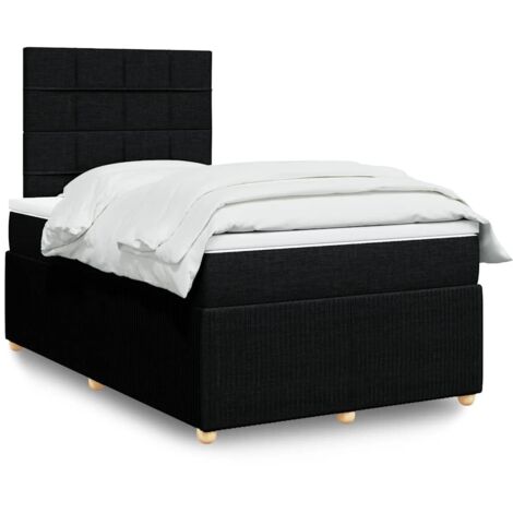 Cama box spring con colchón tela negro 120x200 cm
