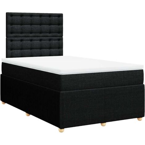Cama box spring con colchón tela negro 120x200 cm