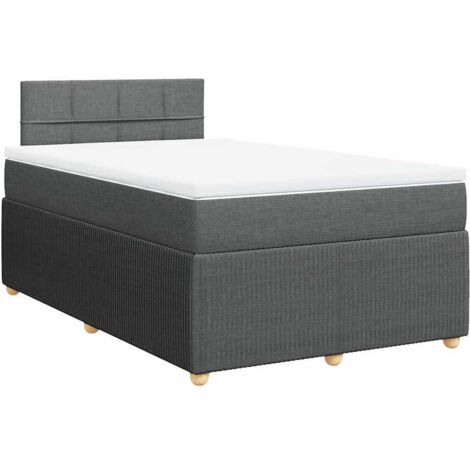 Cama box spring con colchón tela gris oscuro 120x200 cm
