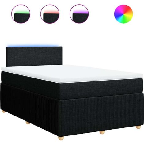 Cama box spring con colchón tela negro 120x200 cm