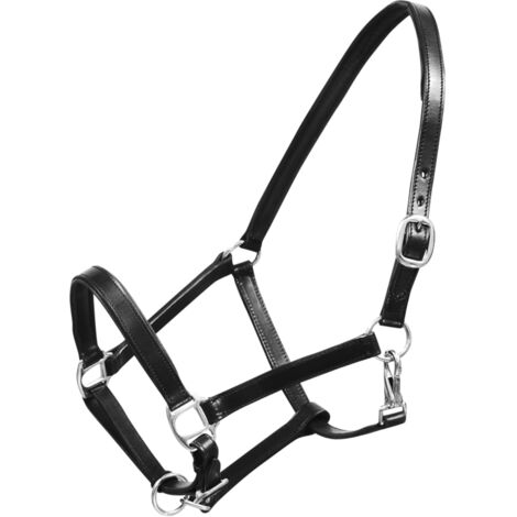 Ronzal/Cabestro de Cuero Negro Ajustable Para Caballo (Estándar)