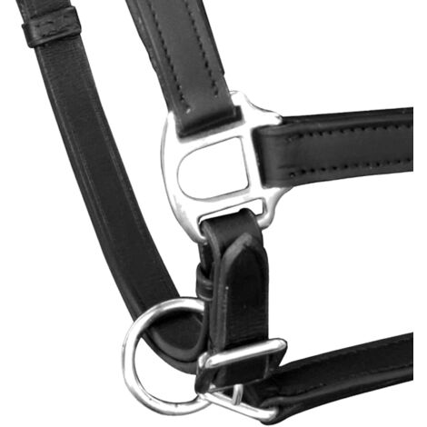 Ronzal/Cabestro de Cuero Negro Ajustable Para Caballo (Estándar)