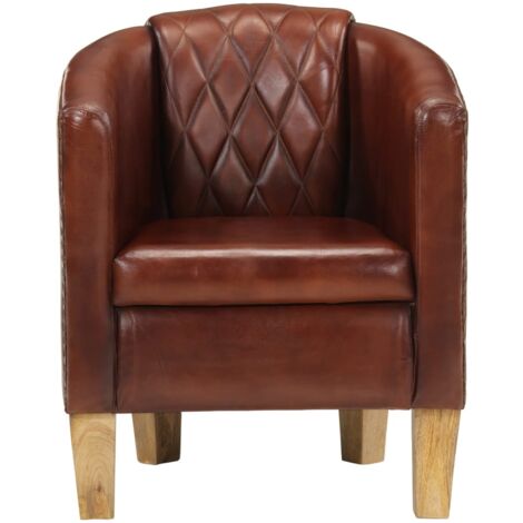 Sillón butaca de cuero auténtico marrón