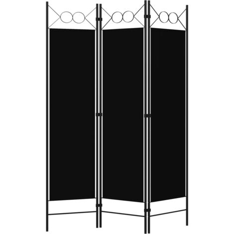 Biombo divisor de 3 paneles negro 120x180 cm