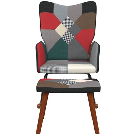 Mecedora con taburete tela patchwork