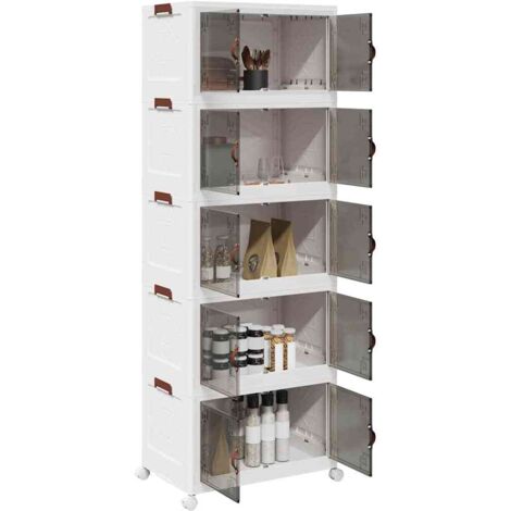 Caja de almacenaje apilable con ruedas 5niveles 75L 64x40x179cm