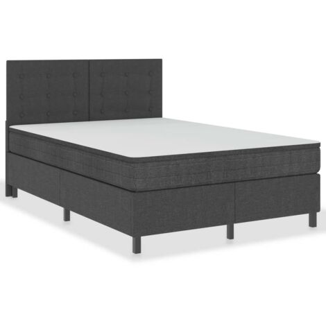 Cama box spring tela gris oscuro 140x200 cm