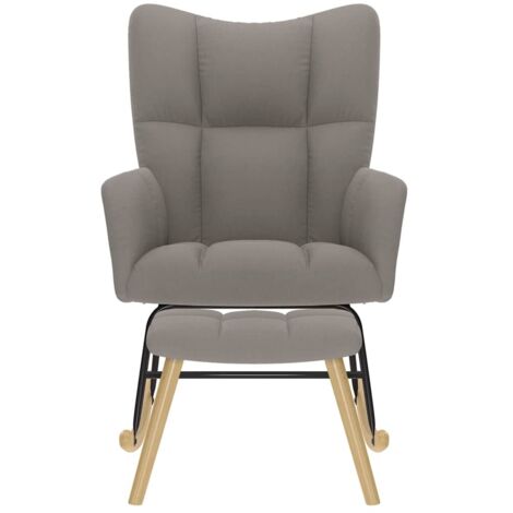 Sillón mecedora con taburete tela gris taupe