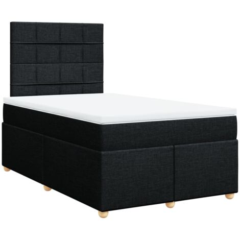 Cama box spring con colchón tela negro 120x200 cm