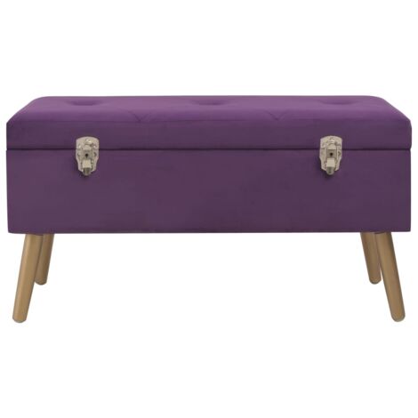Banco con compartimento de terciopelo morado 80 cm