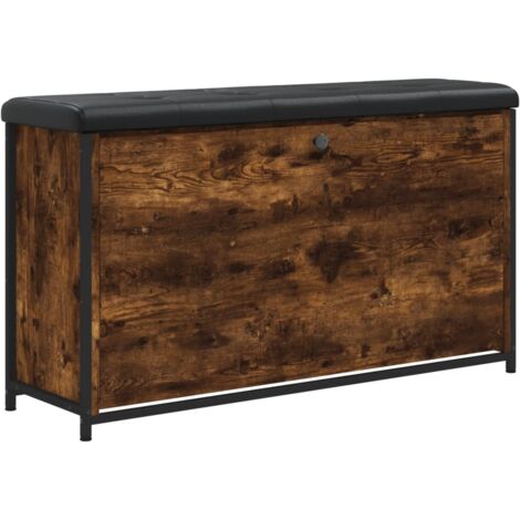 Banco zapatero con cajón abatible roble ahumado 102x32x56 cm