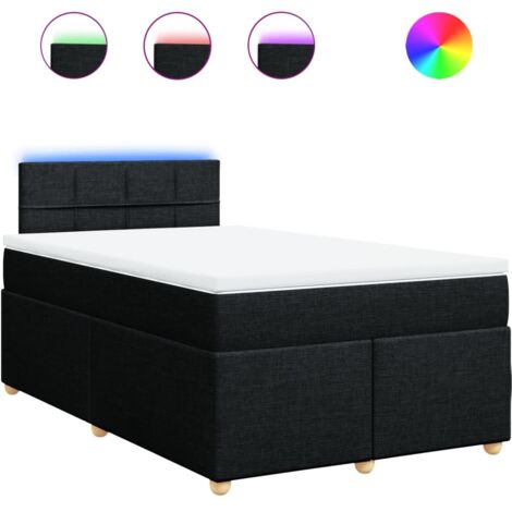 Cama box spring con colchón tela negro 120x200 cm