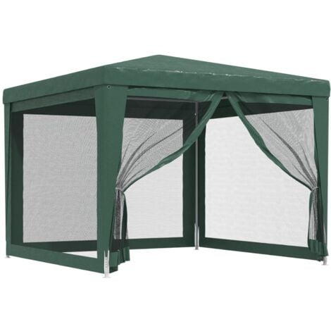 Carpa para fiestas con 4 paredes de malla HDPE verde 3x3 m
