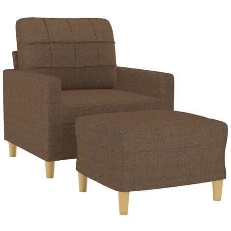 Sillón con taburete tela marrón 60 cm