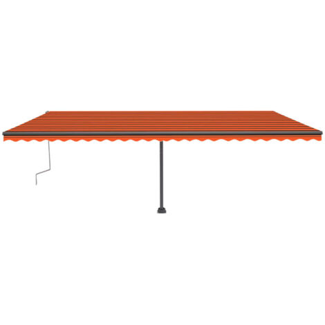 Toldo manual retráctil con luz LED naranja y marrón 600x300 cm