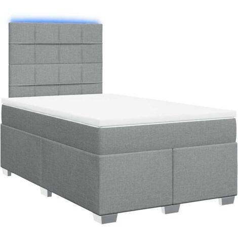 Cama box spring con colchón tela gris claro 120x200 cm